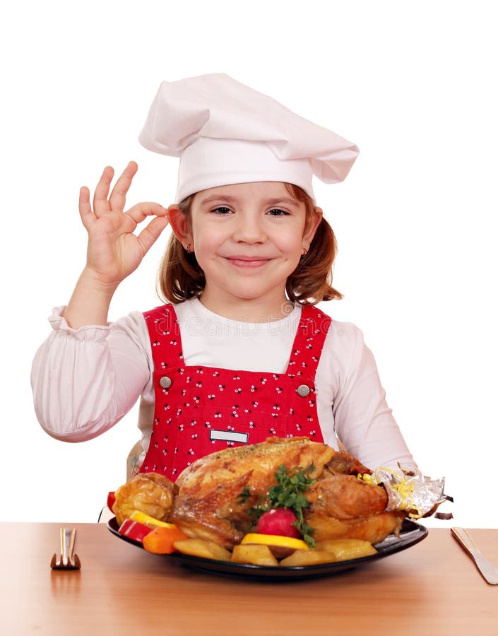 Little Girl Cook Eat Chicken Drumstick Stock Photo - Image of adorable ...