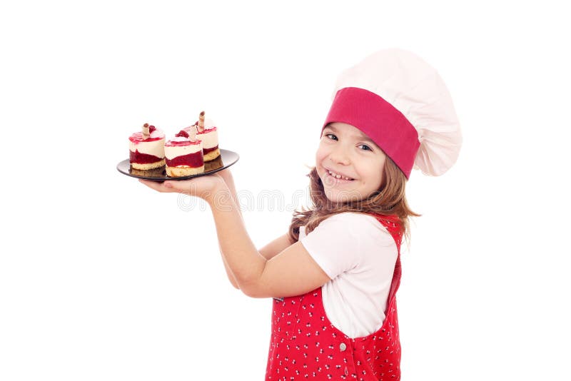 Little Girl Cook with Raspberry Cake Stock Photo - Image of adorable ...