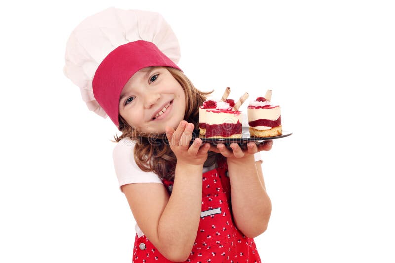 Little Girl Cook with Raspberry Cake Stock Image - Image of happy ...