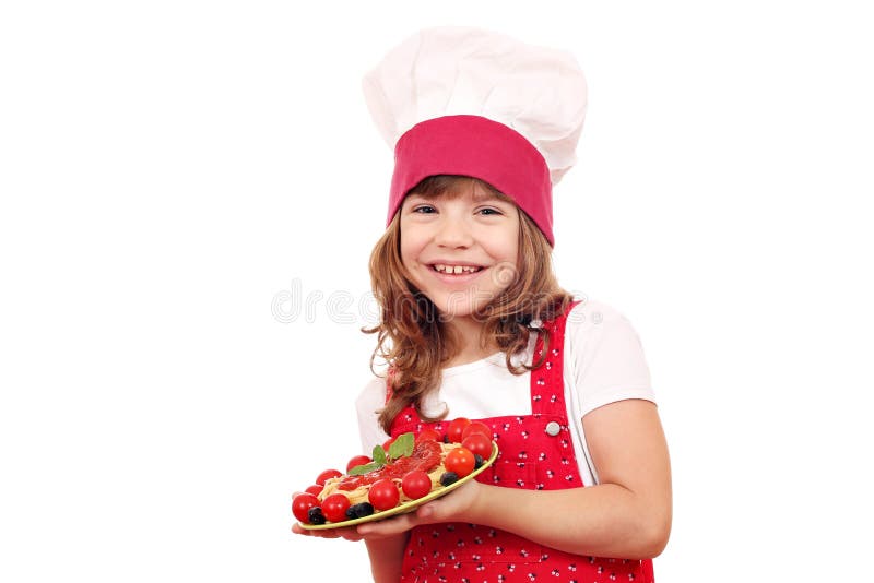Little Girl Cook with Spaghetti Stock Photo - Image of cheerful, child ...