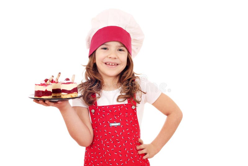 Little Girl Cook with Sweet Raspberry Cake Stock Photo - Image of ...