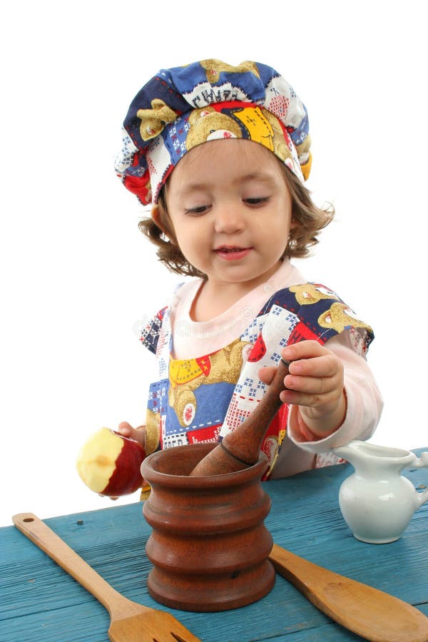 Little Girl Cooking Dressed As a Chef Stock Image - Image of female ...