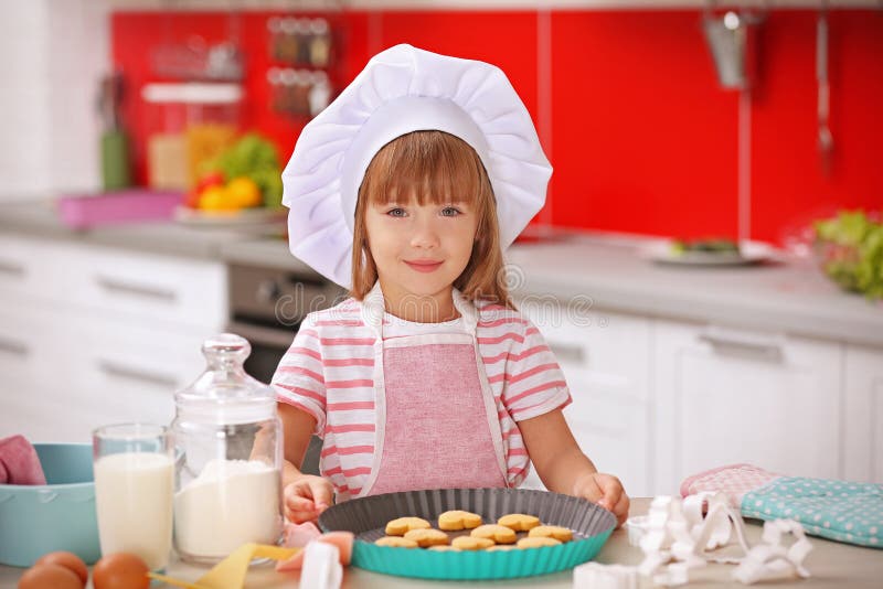 Little Girl Cooking in the Kitchen Stock Image - Image of helper ...
