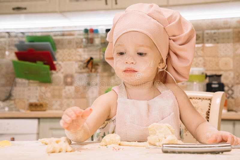 Little Girl Cooks at Home in the Kitchen Stock Photo - Image of house ...