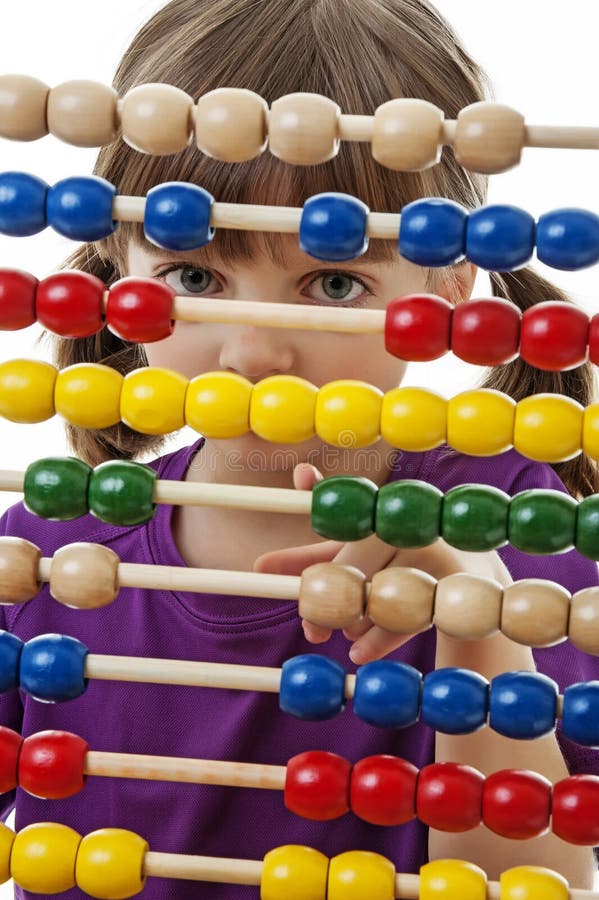 Little Girl Counting with Abacus Stock Image - Image of learn, colorful ...