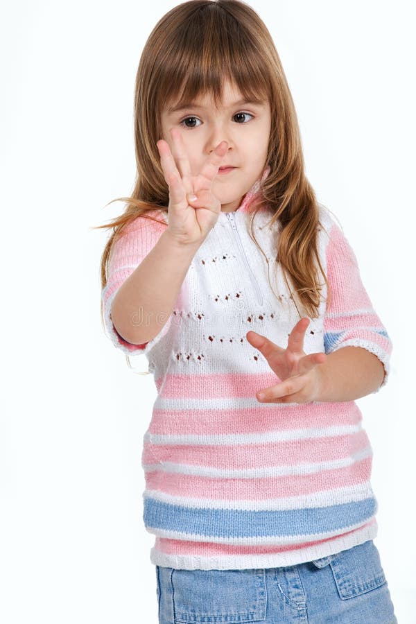 Little Girl Counting Fingers Stock Photo - Image of playful, cute: 12057526