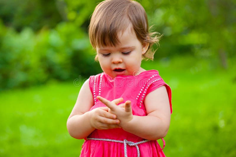 Little Girl Counting Her Fingers Stock Image - Image of lifestyle ...