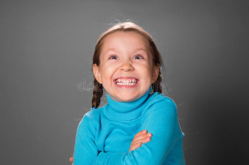 Little Girl Crossed Hands on the Chest. Stock Image - Image of ...