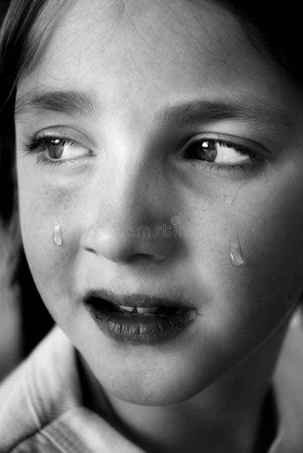 Little Girl Crying with Tears Stock Image - Image of drops, crying ...