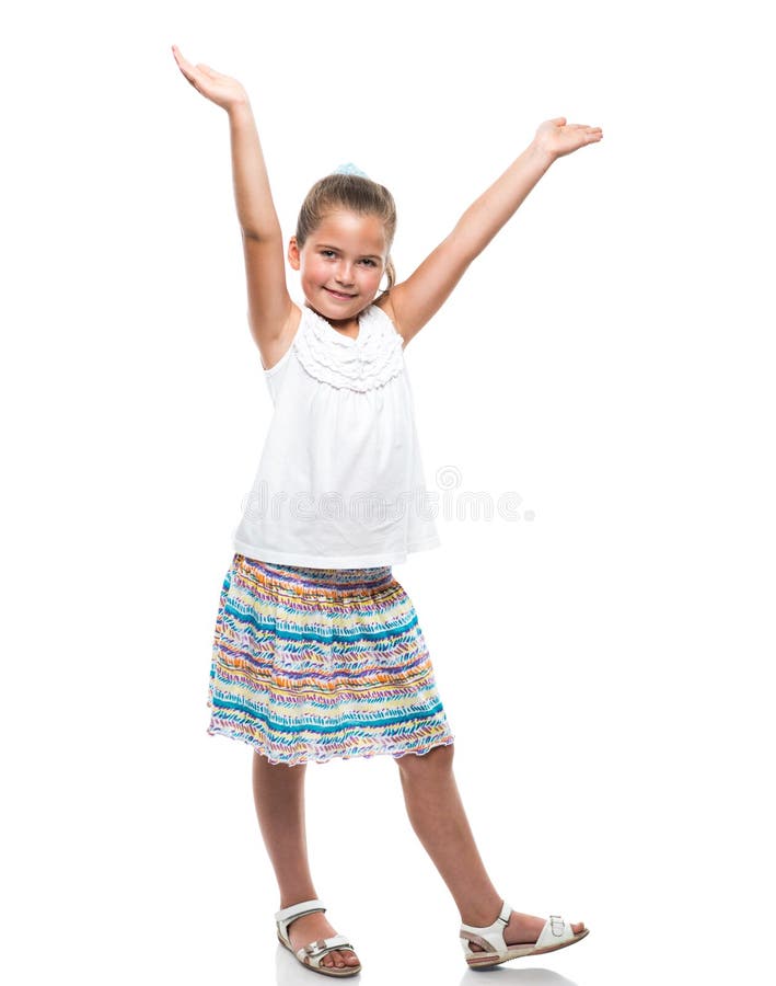 Little Girl Dancing Hands Up Stock Photo - Image of cute, dance: 58820690