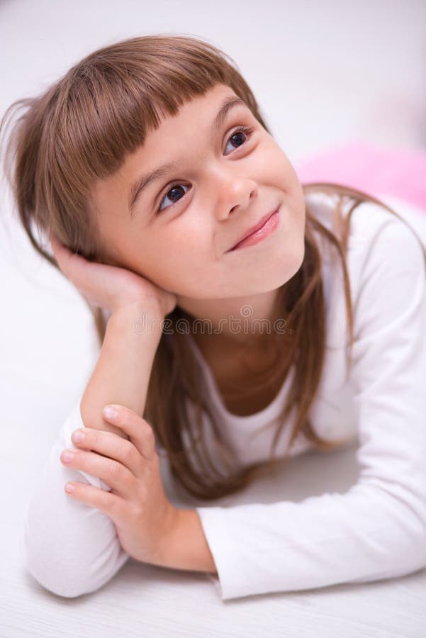 Little girl is daydreaming stock photo. Image of daydream - 36871344