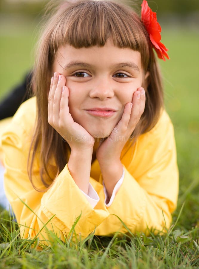 Little girl is daydreaming stock image. Image of people - 36878741