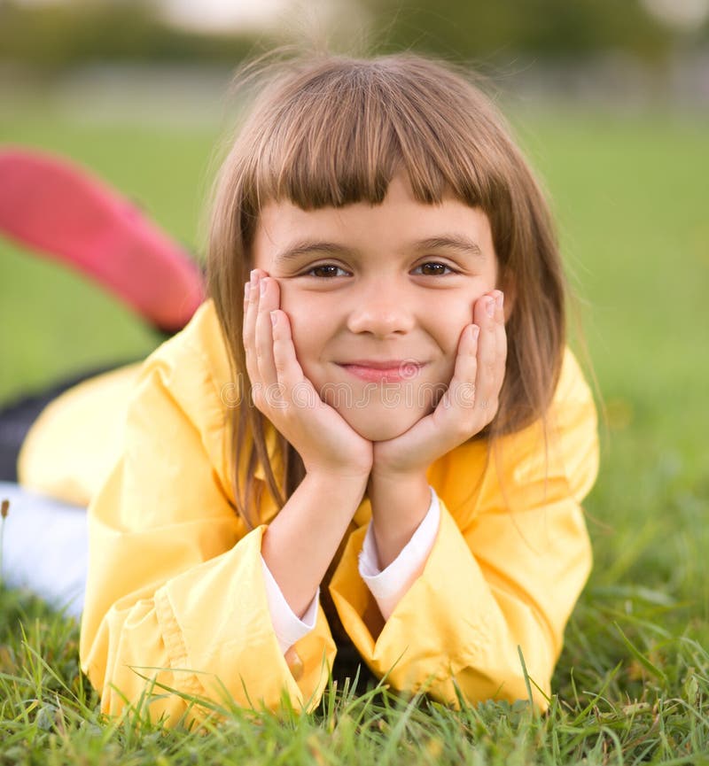Little girl is daydreaming stock image. Image of dreaming - 36883897