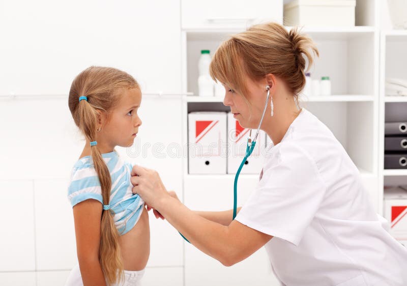 Little girl at the doctor stock image. Image of diagnose - 27434755