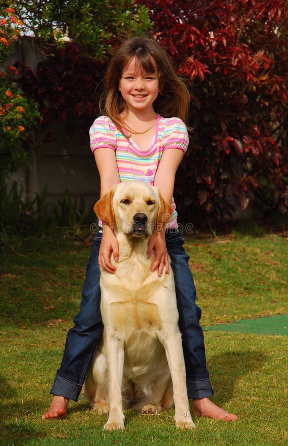 Cute girl with puppy dog stock image. Image of park, puppy - 6518527