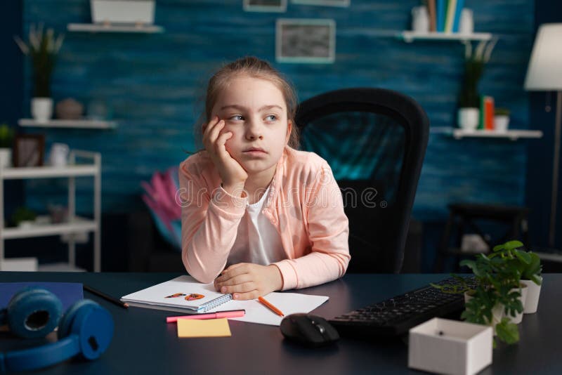 Overwhelmed by Studying Homework. Stock Photo - Image of posing, curly ...