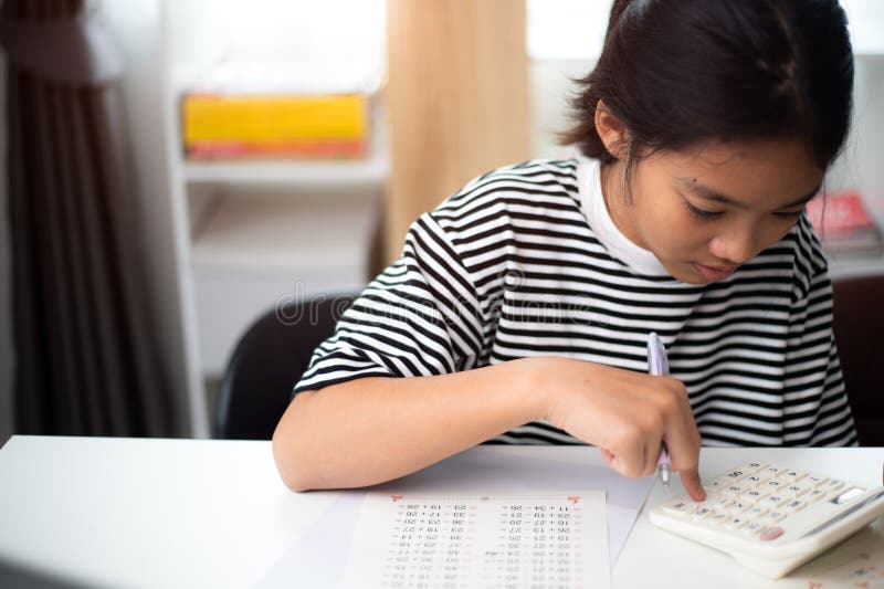 Little Girl Doing Math Task Stock Image - Image of cognition ...