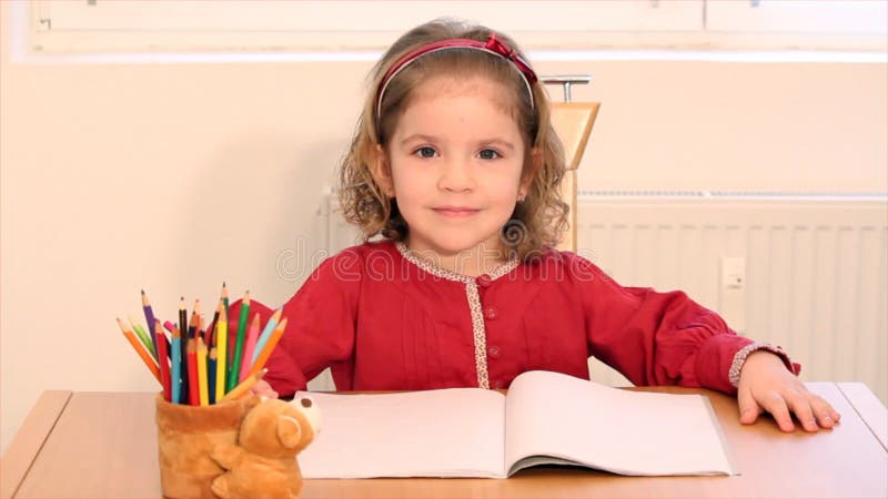 Little girl draw stock video. Video of cute, playing - 35270863