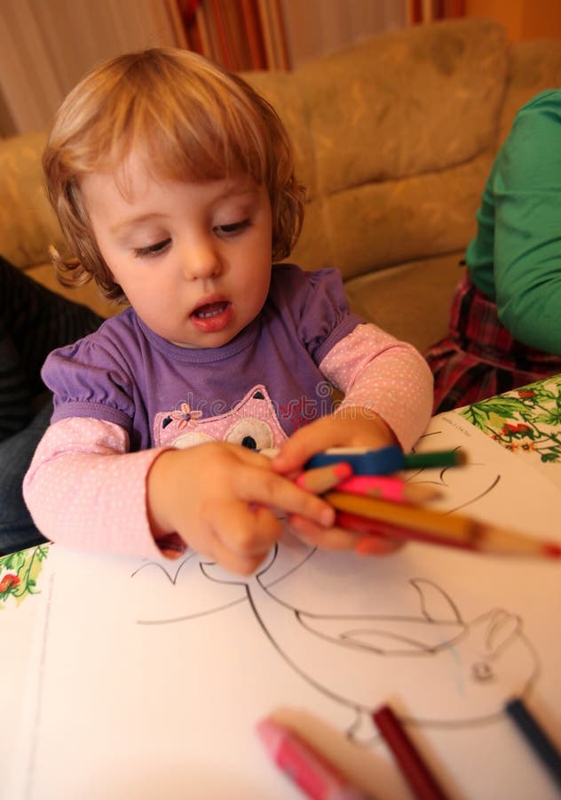 Little girl drawing stock photo. Image of childhood, class - 36272496