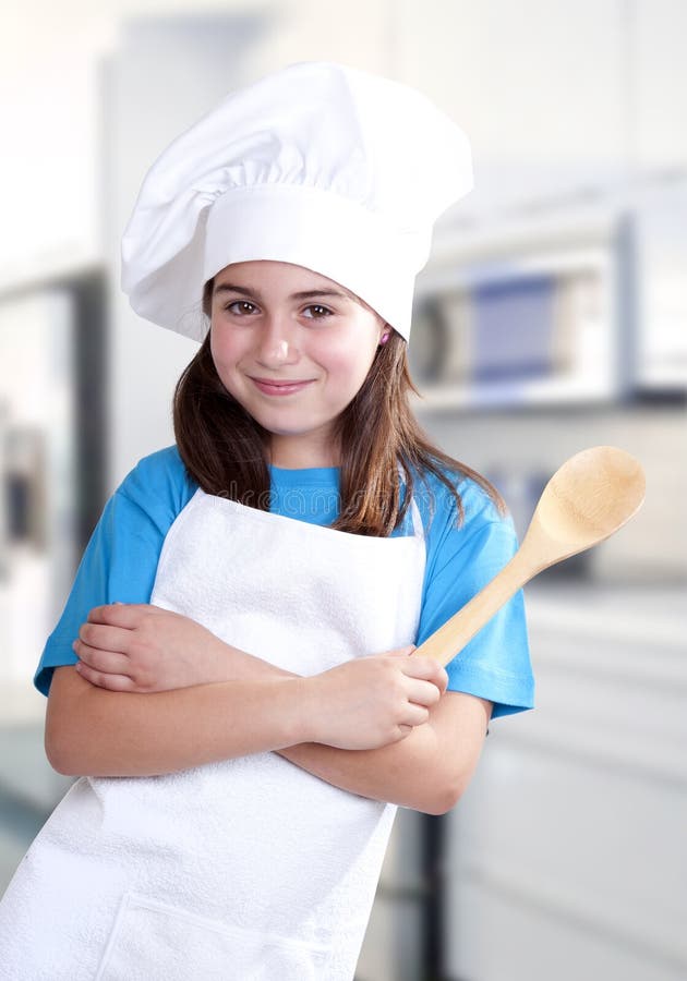 Little Girl Dressed As a Cook Stock Image - Image of cook, face: 32773587
