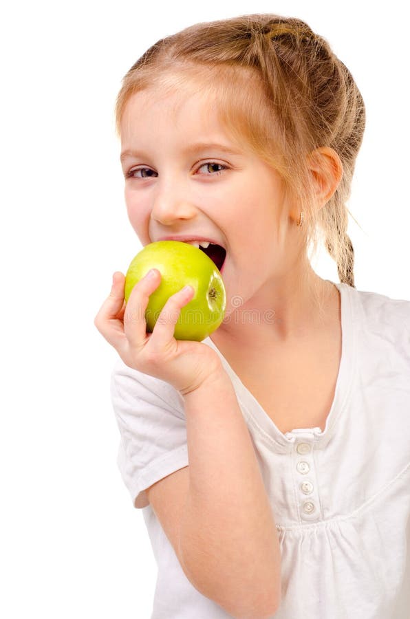 Toddler Boy Eating an Early Apple Stock Image - Image of windfall ...
