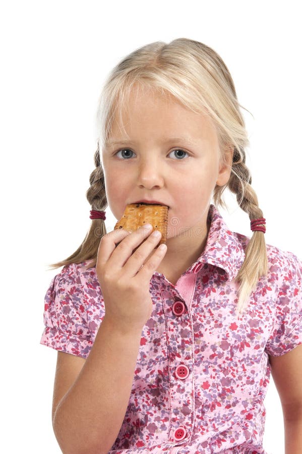 Little Girl Eating a Biscuit. Stock Image - Image of meal, little: 26372405