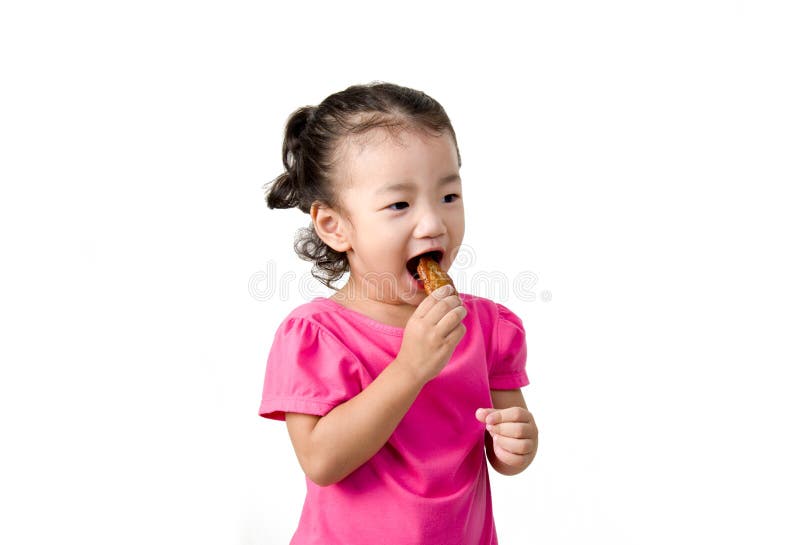 Little girl eating chicken stock image. Image of healthy - 56720745