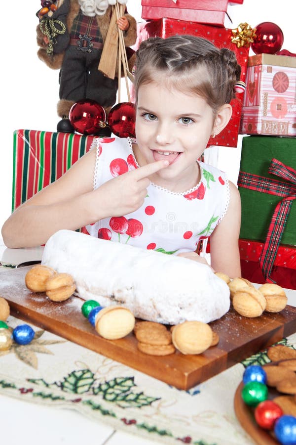 Little Girl Making Christmas Cookies Stock Image - Image of kitchen ...