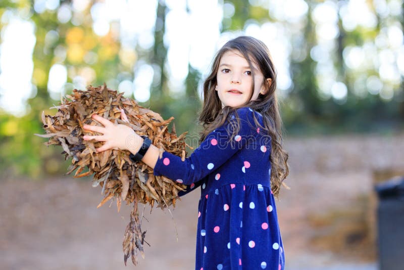 Little girl enjoying fall stock image. Image of nature - 156269419