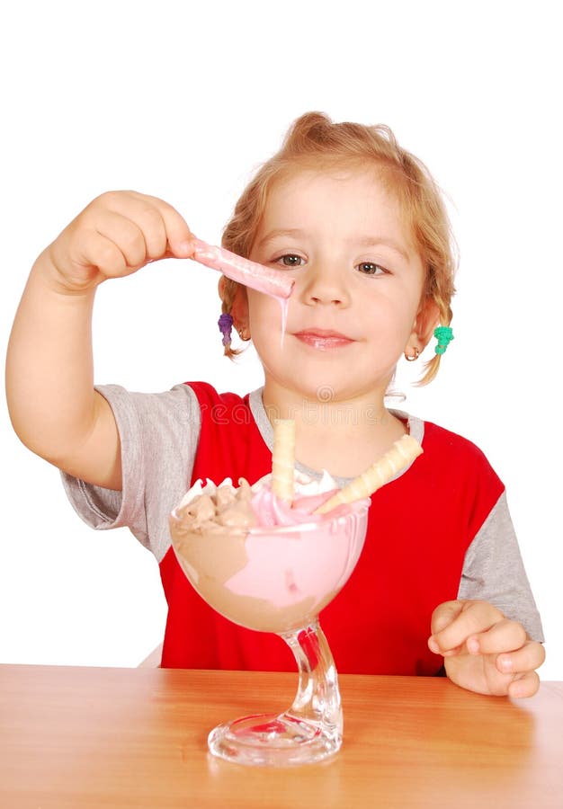 Little Girl Enjoying Ice Cream Stock Photo - Image of delicious, summer ...