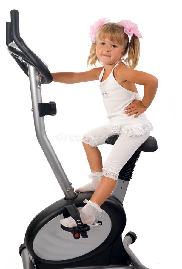 Little Girl on Exercise Bicycle Stock Image - Image of baby, healthy ...