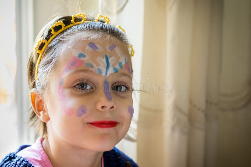 Little Girl with Face Paint Stock Image - Image of caucasian ...
