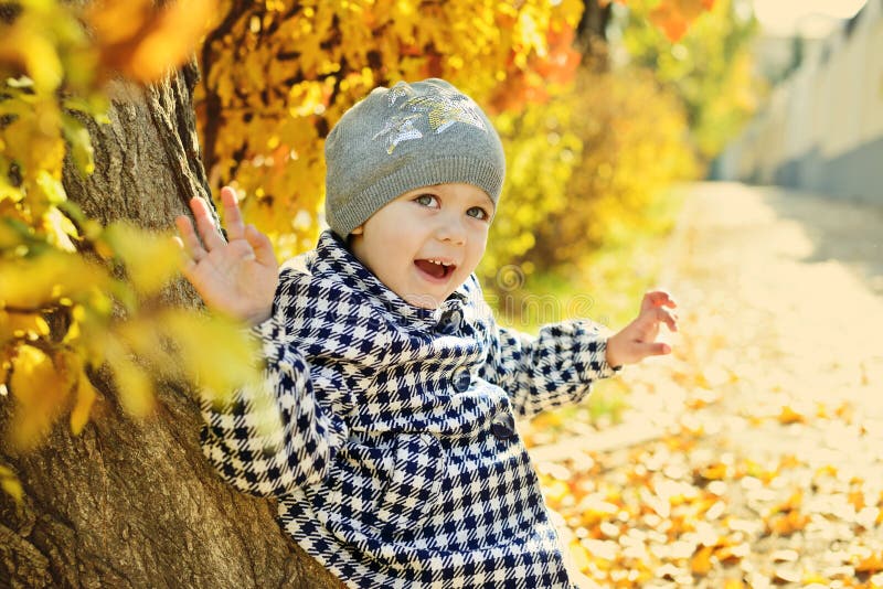 Little girl in fall stock photo. Image of people, childcare - 46954312