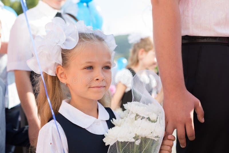 Little Girl in the First Day of School Stock Photo - Image of group ...