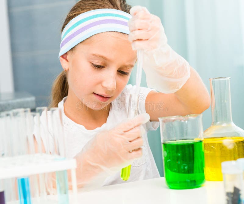 Little Girl with Flasks for Chemistry Stock Image - Image of lifestyles ...