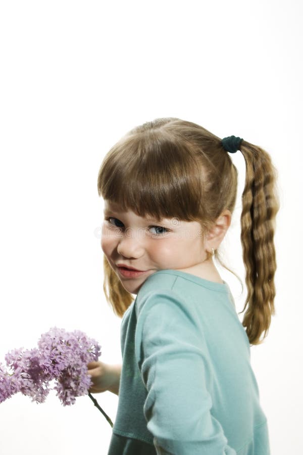 Little girl with flower stock image. Image of cute, babe - 14269891