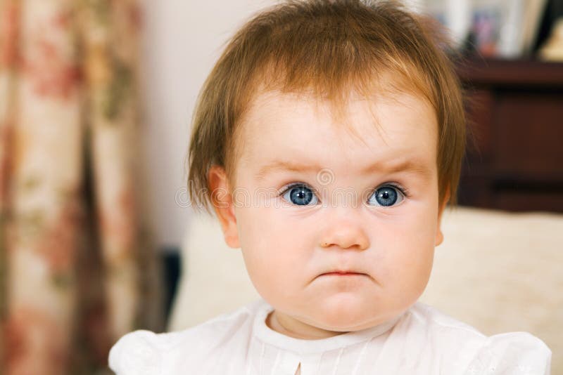 Little girl is frowning stock image. Image of facial - 17012089