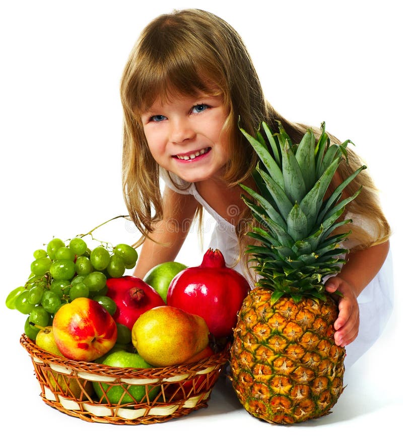 Happy children with fruits stock image. Image of children - 35736533