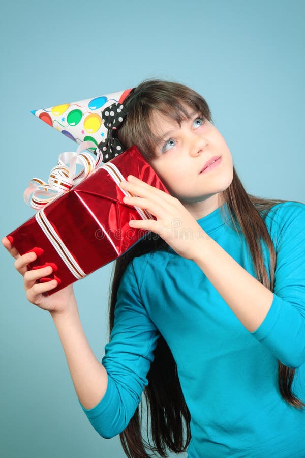 Little girl with a gift. stock image. Image of decoration - 28978353