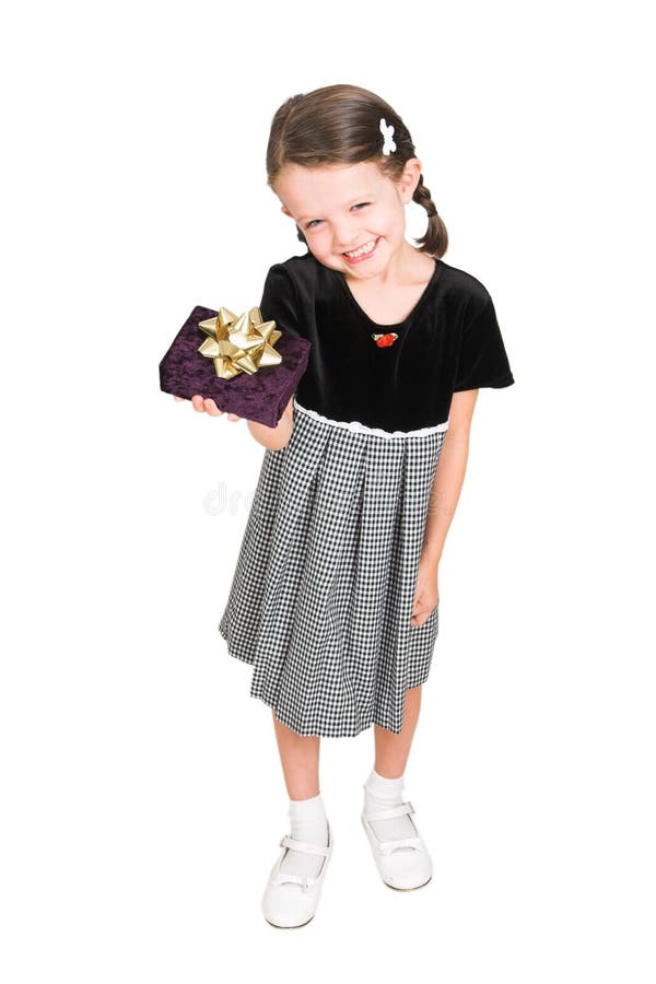 Little girl giving gift stock photo. Image of child, glad - 3065396