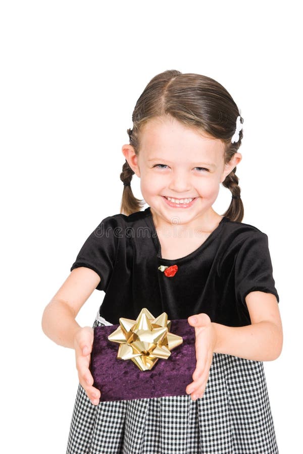 Little girl giving gift stock photo. Image of child, give - 3065436