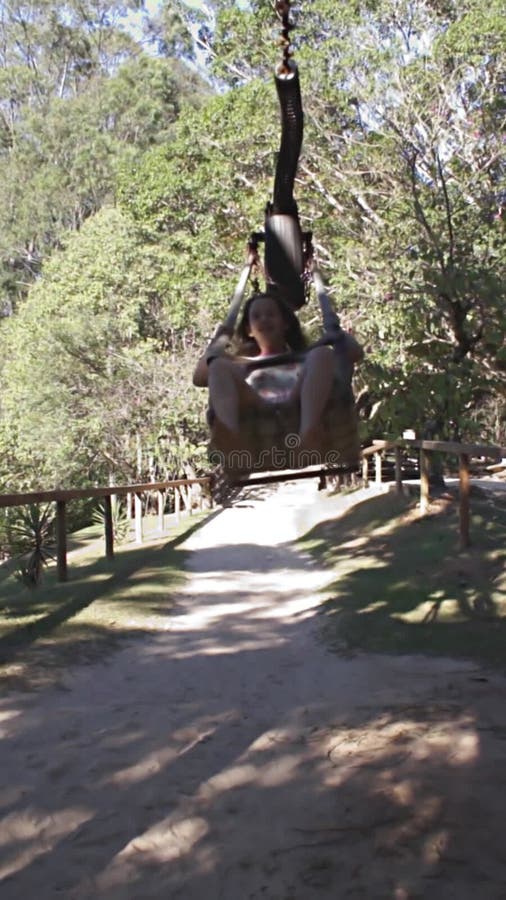 Little Girl Going Down a Zip Line Stock Video - Video of action ...