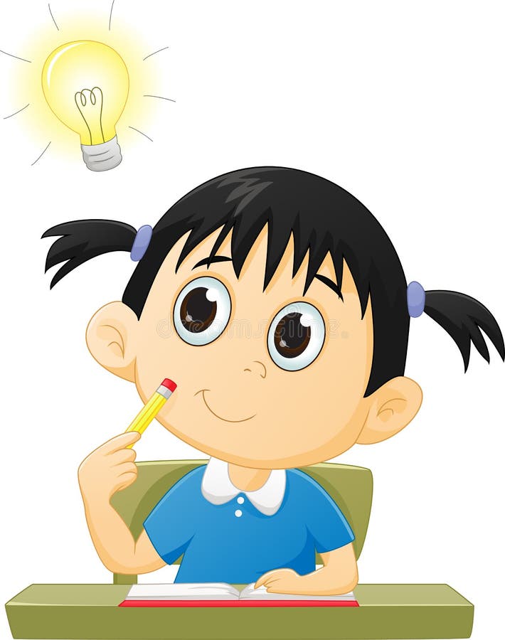 Little girl with good idea stock vector. Illustration of idea - 74944207