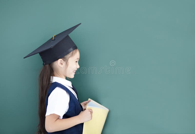 Little Girl in Graduation Cap and Studying Stock Photo - Image of ...