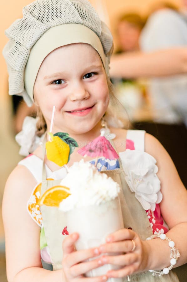 Little Girl with Hand Made Cocktail Stock Image - Image of beauty, cute ...