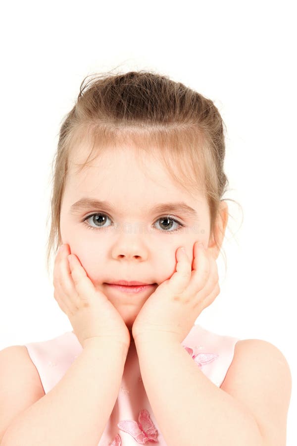 Little Girl with Hands on Face Stock Photo - Image of hands, princess ...