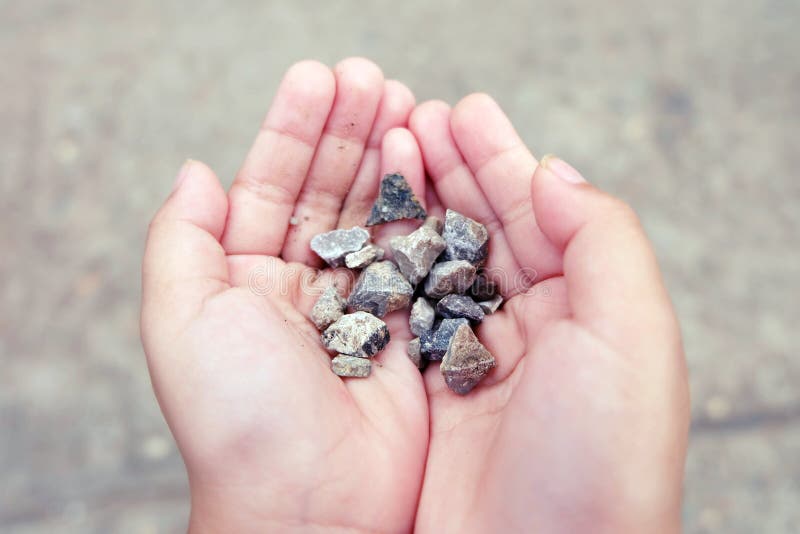 Little Girl Hands Holding Small Stones Stock Image - Image of beach ...