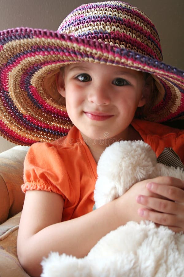 Little Girl with Hat stock image. Image of cute, little - 5568093