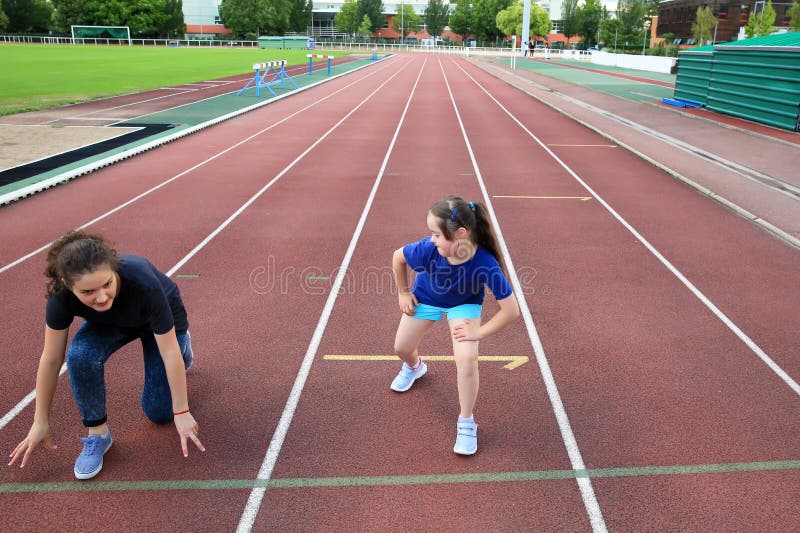 Little Girl Have Fun on the Stadium. Stock Photo - Image of handicap ...