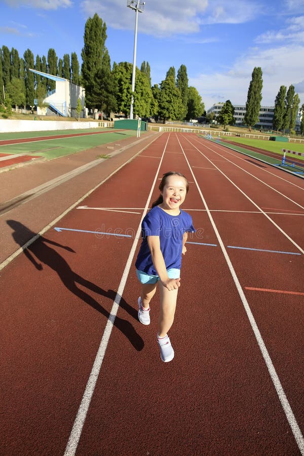 Little Girl Have Fun on the Stadium Stock Photo - Image of happy ...